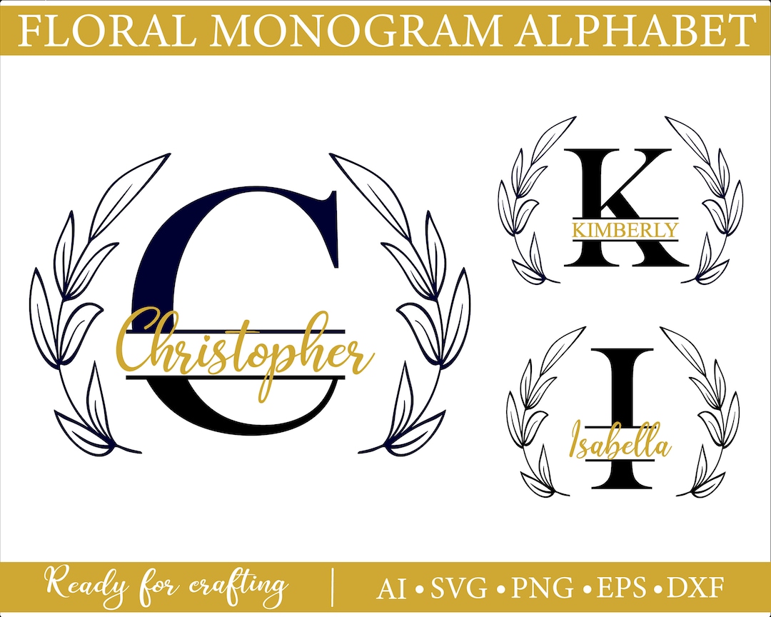 Split Monogram Svg, Floral Monogram Svg, Svg Designs - Etsy