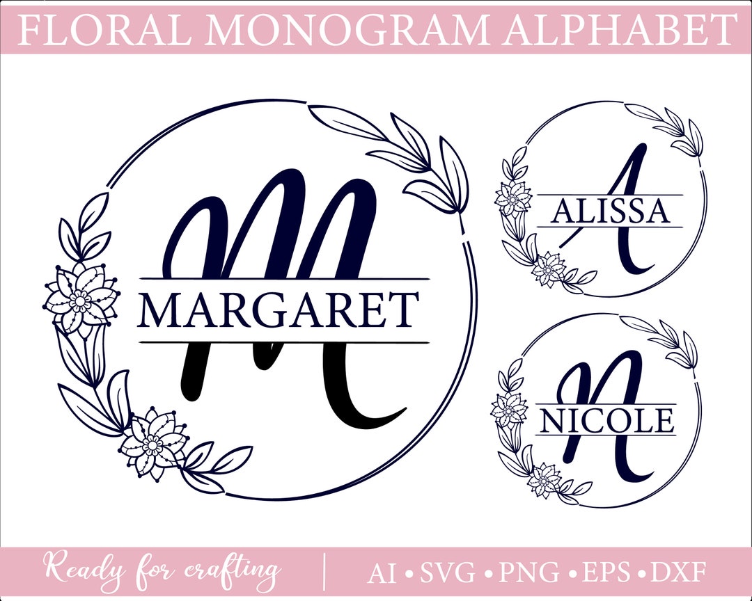 Flourish Split Monogram Letters Svg, Monogram Alphabet, Svg Files for ...