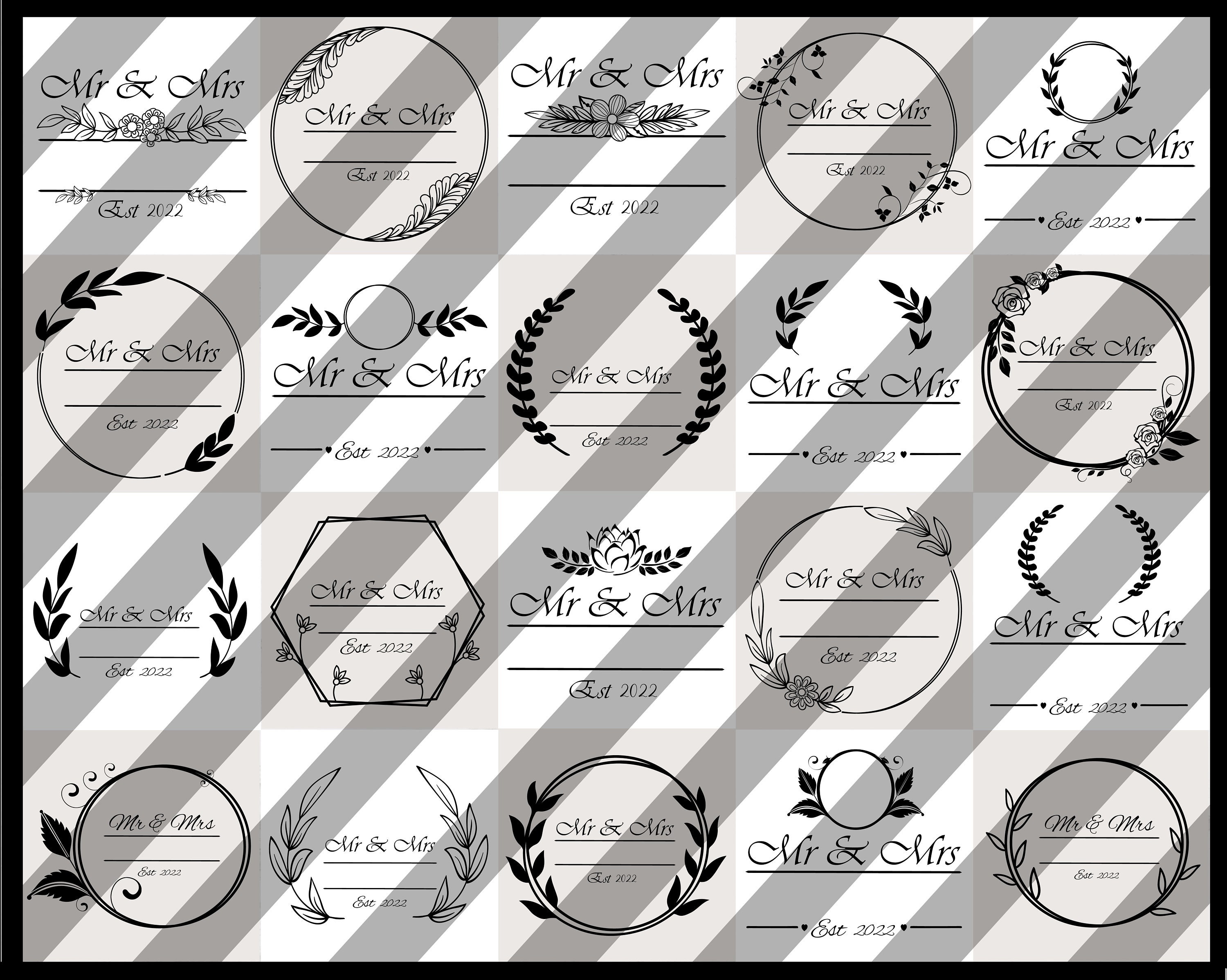 Wedding Monogram Frame Svg Mr and Mrs Svg Svg Files for | Etsy