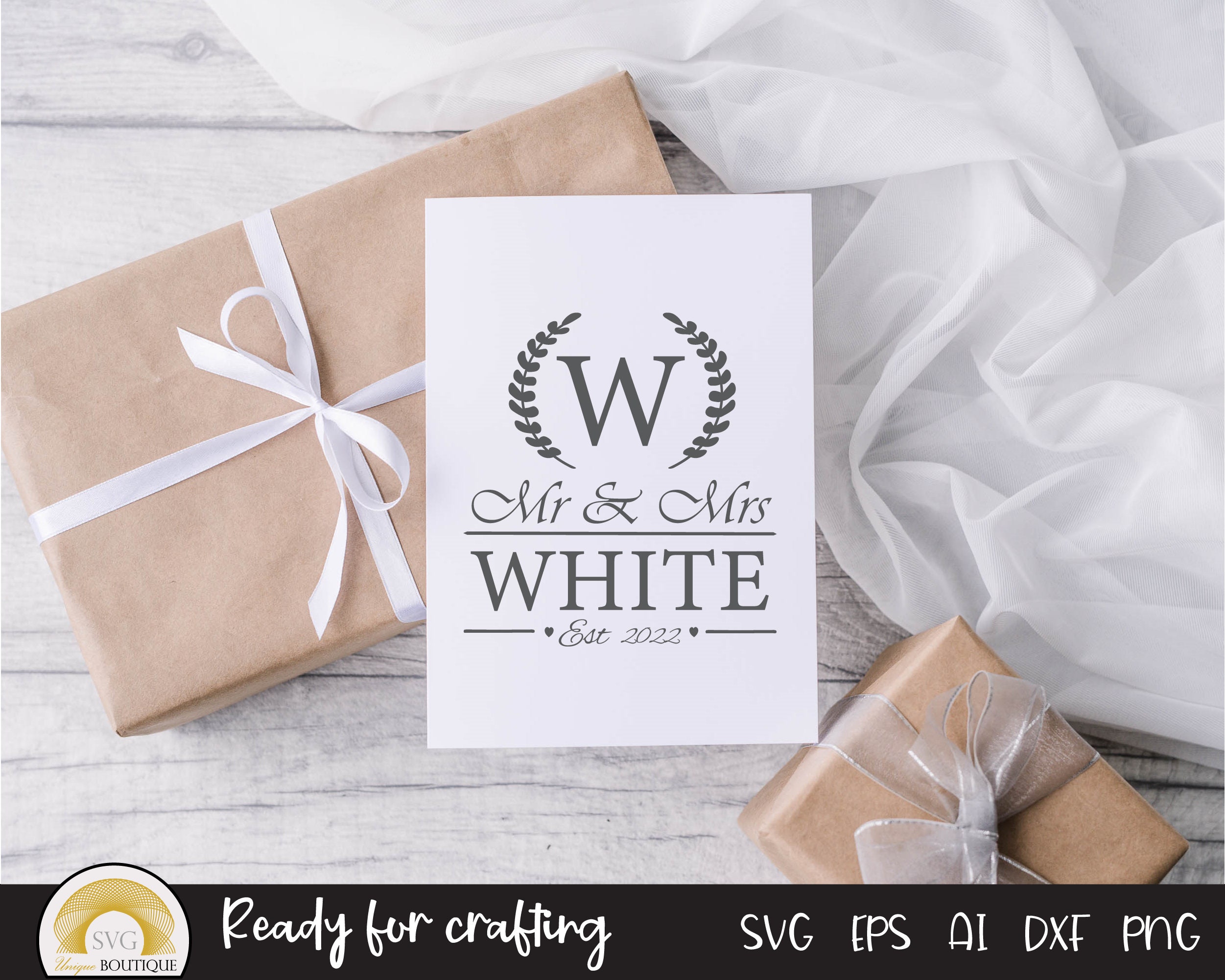 Wedding Monogram Frame Svg Mr and Mrs Svg Svg Files for | Etsy