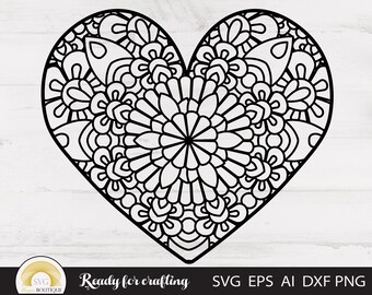 Mandala Svg Heart Svg Love Svg Valentine Svg Svg Files for | Etsy
