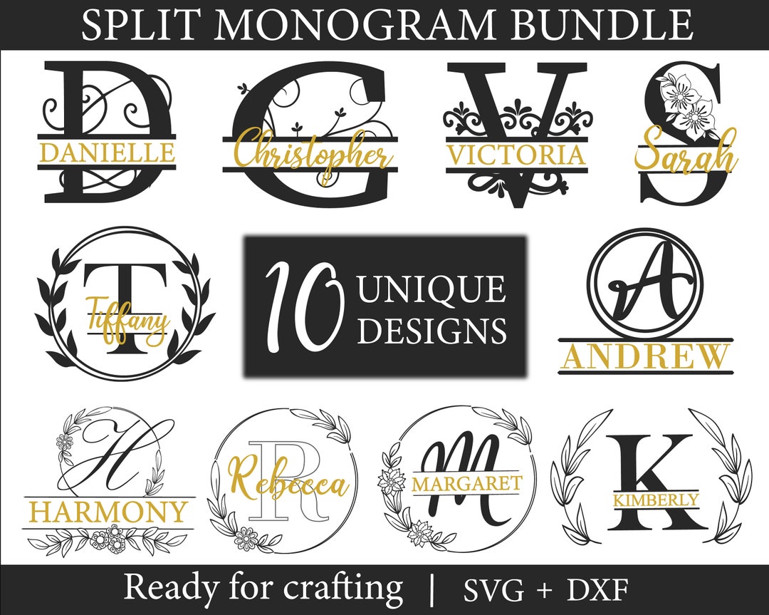 Flourish Split Monogram Svg Bundle, Svg Files for Cricut - Etsy