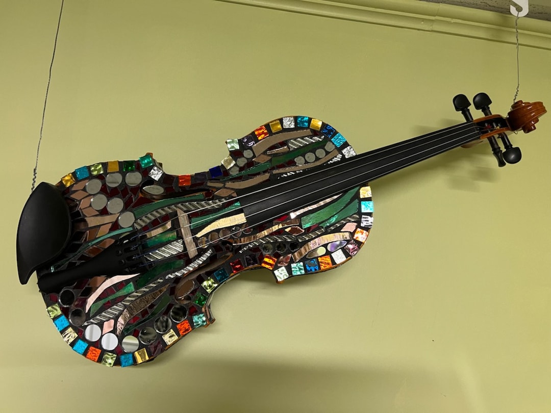 Mirrored Magnifique Mosaic Violin, Mirrored Mosaic Violin, Stained ...