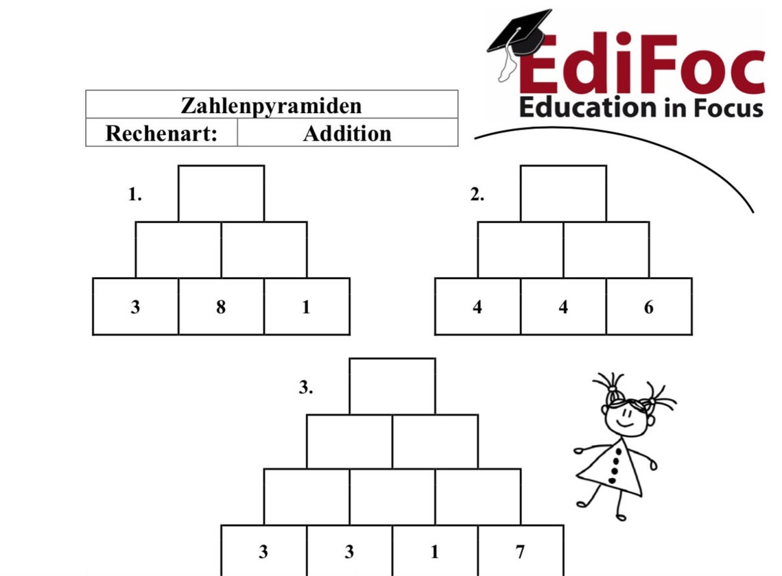 Math in the Number Range up to 20, Number Pyramids and Exercise Sheets ...