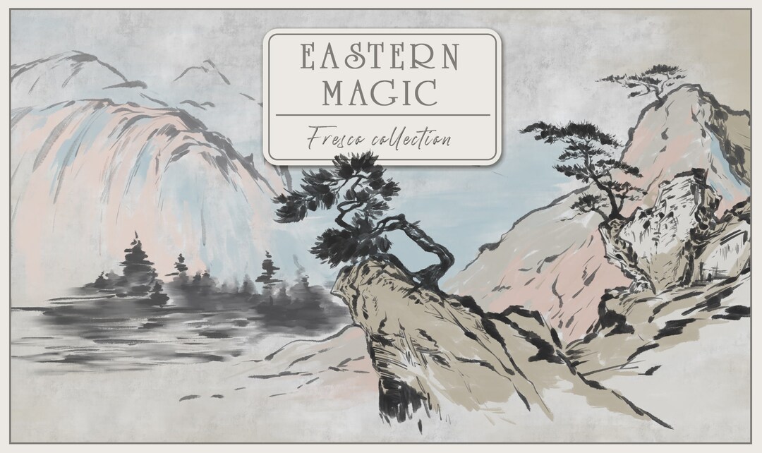 Set of Drawn Graphic Illustrations of a Eastern Magic. Background for ...