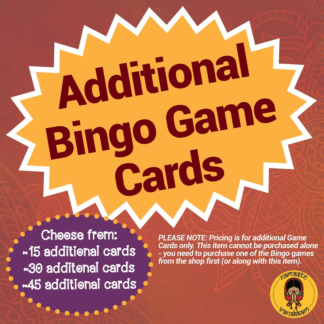 Additional Bingo Game Cards | Extra for Larger Groups Fun Games ...