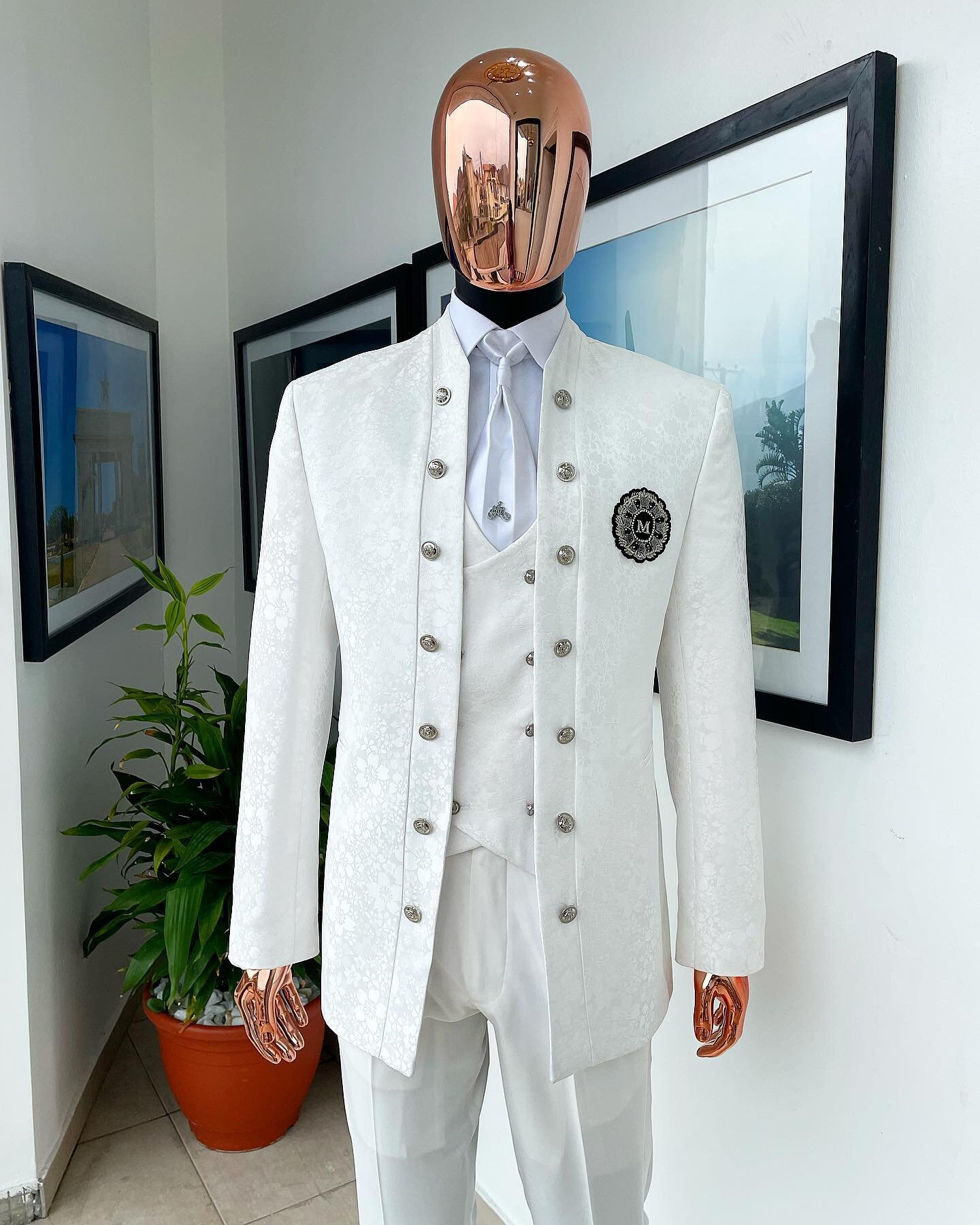 A stratosphere Ivory White Dispersed Pattern Jacquard Suit - Etsy