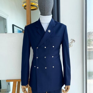 An ibiza Navy Blue, Wrap Suit With Snap Buttons Detailing & Pant ...