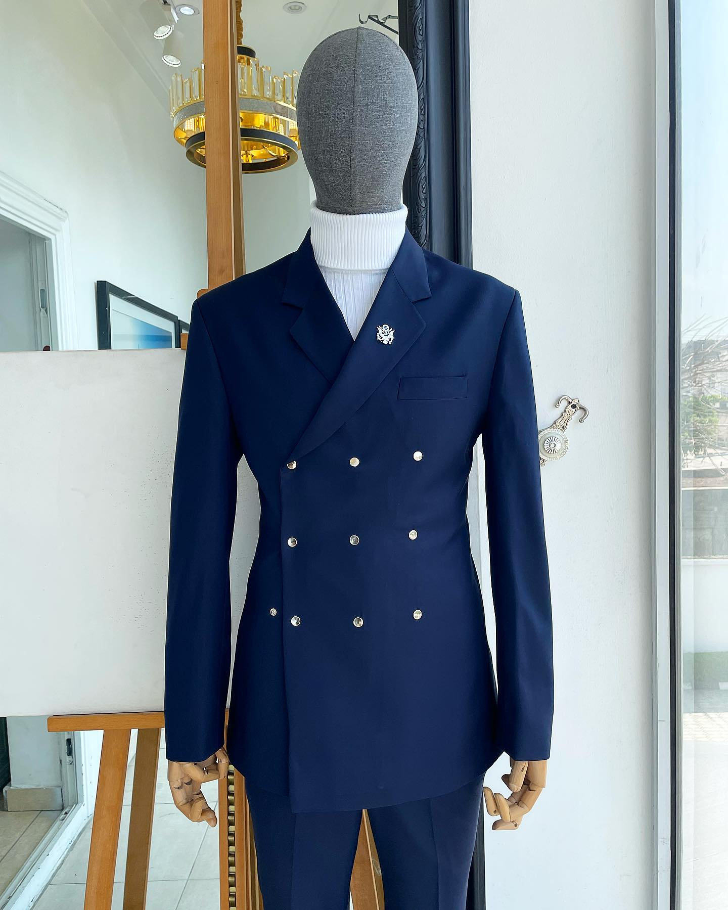 An ibiza Navy Blue, Wrap Suit With Snap Buttons Detailing & Pant ...