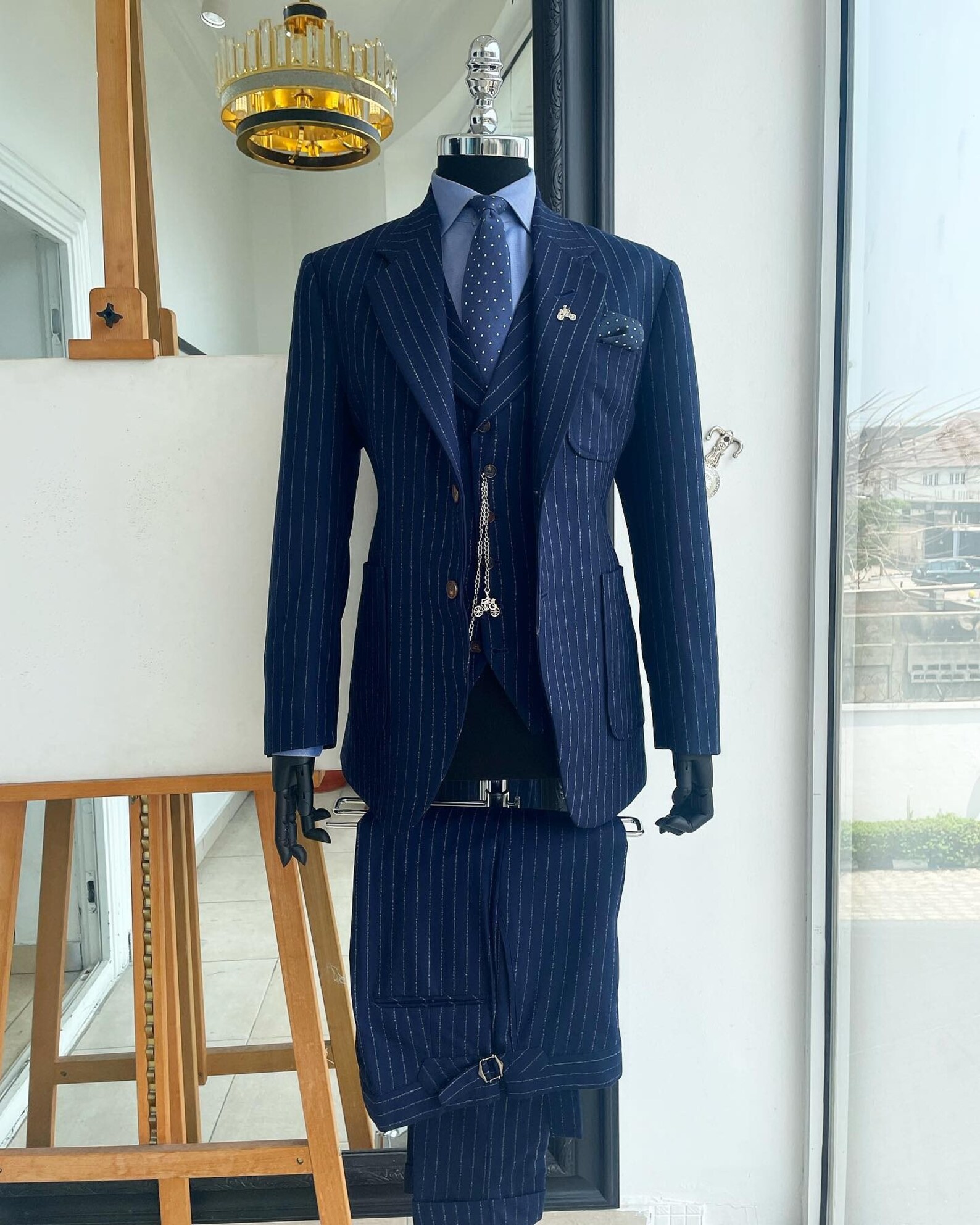 An ibiza Navy Blue, Wrap Suit With Snap Buttons Detailing & Pant ...