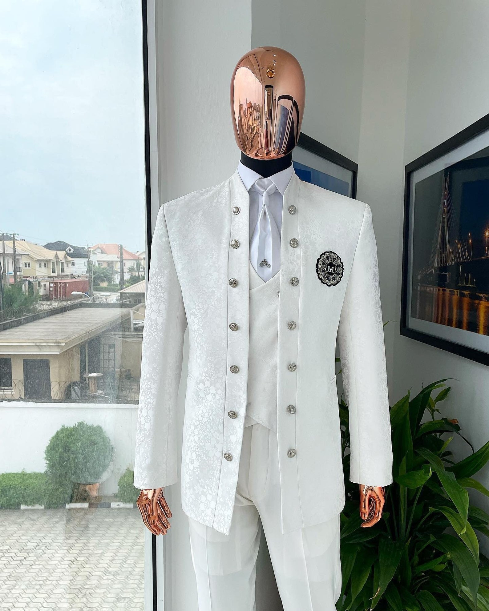 A stratosphere Ivory White Dispersed Pattern Jacquard Suit - Etsy