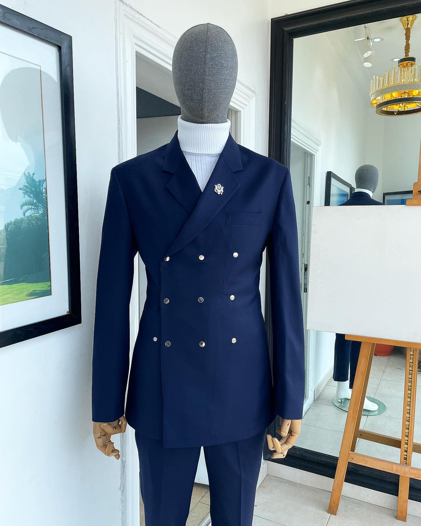 An ibiza Navy Blue, Wrap Suit With Snap Buttons Detailing & Pant ...