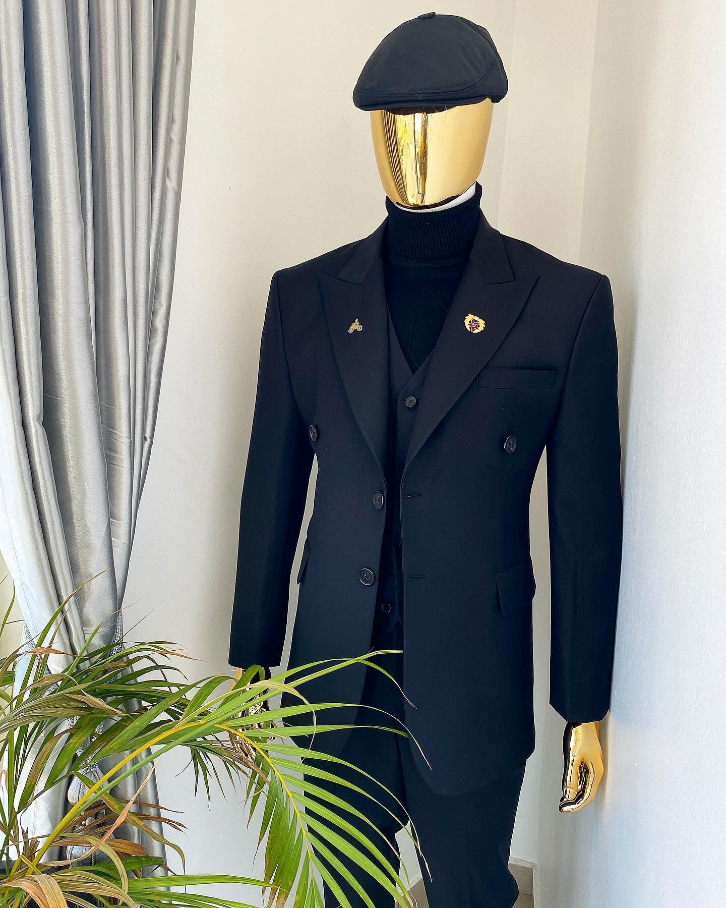 Bespoke Reloaded peaky Blinders Mens Charcoal Black Peak Lapel Suit ...