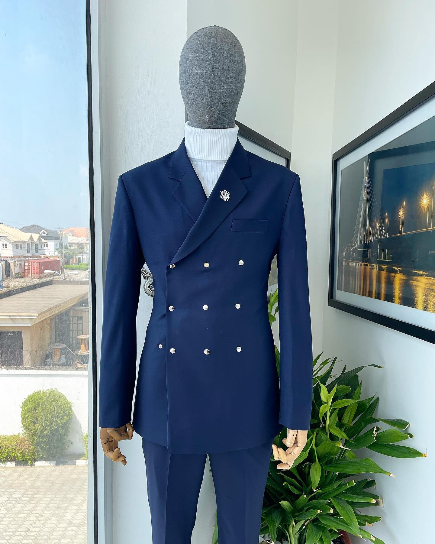 An ibiza Navy Blue, Wrap Suit With Snap Buttons Detailing & Pant ...