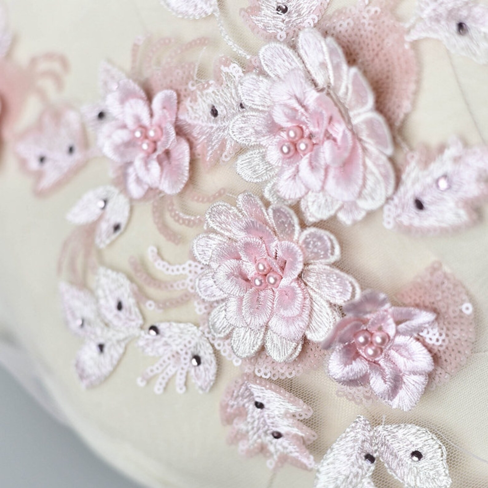 Light Pink 3D Applique 3d Flowers Beaded Lace Applique for - Etsy
