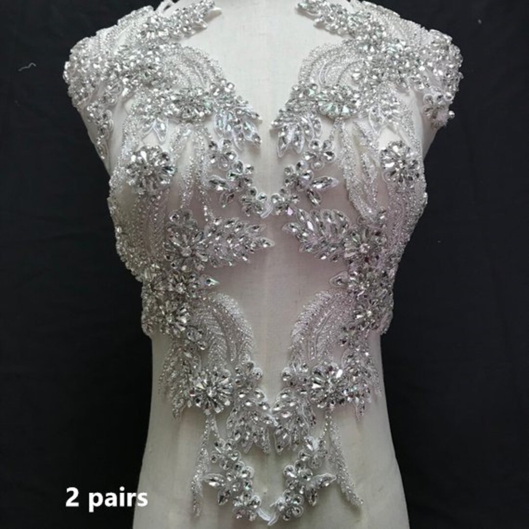 Deluxe Silver Rhinestone Applique 3d Flowers Crystal Beaded - Etsy