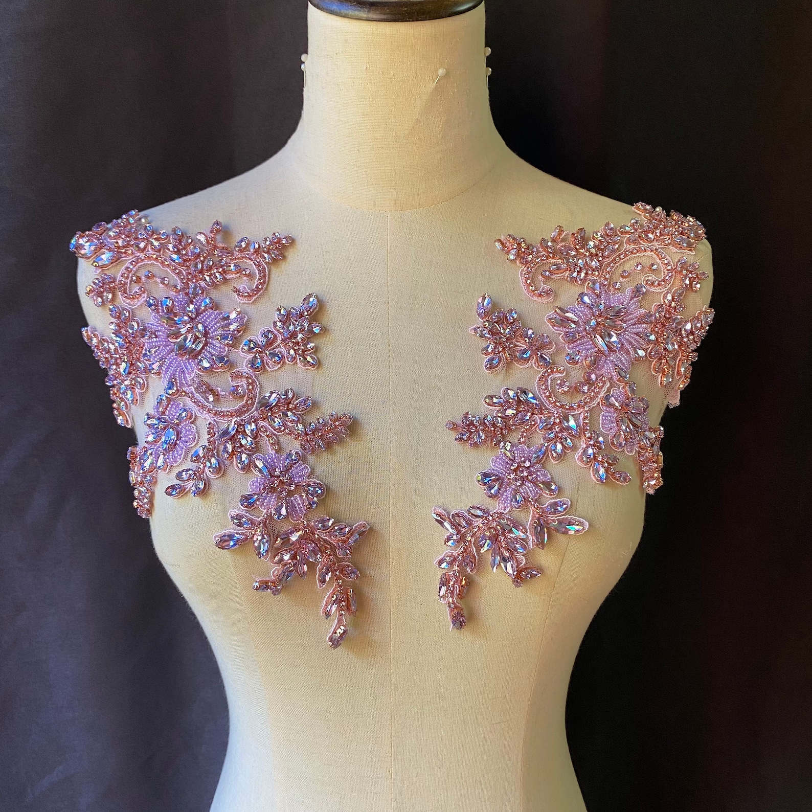 Royal Blue Rhinestone Applique Blue Encrusted Crystal Beaded - Etsy