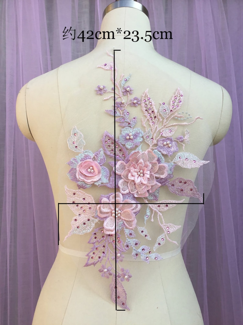 Royal Blue 3d Flowers Lace Applique 3d Lace Beaded Applique Etsy