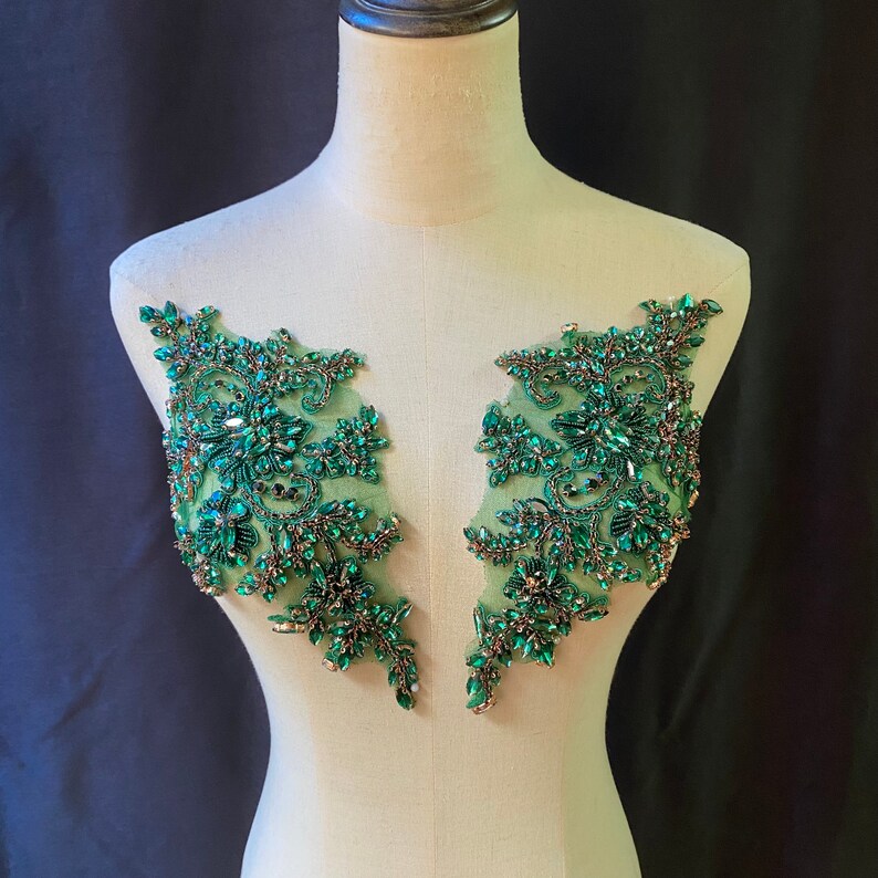 Royal Blue Rhinestone Applique Blue Encrusted Crystal Beaded - Etsy