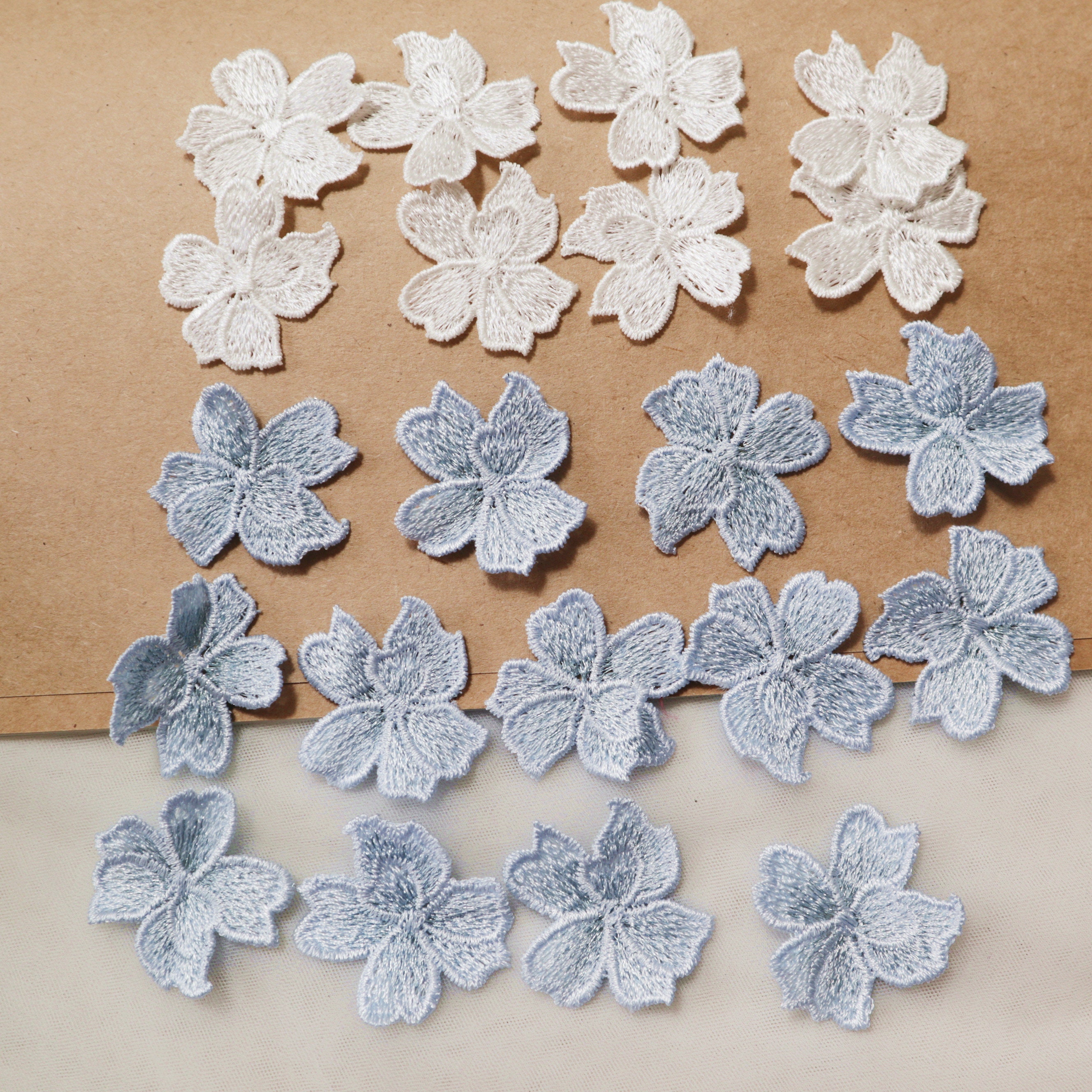 Light Blue Lace Flowers Applique Flower Petals 4.5cm | Etsy