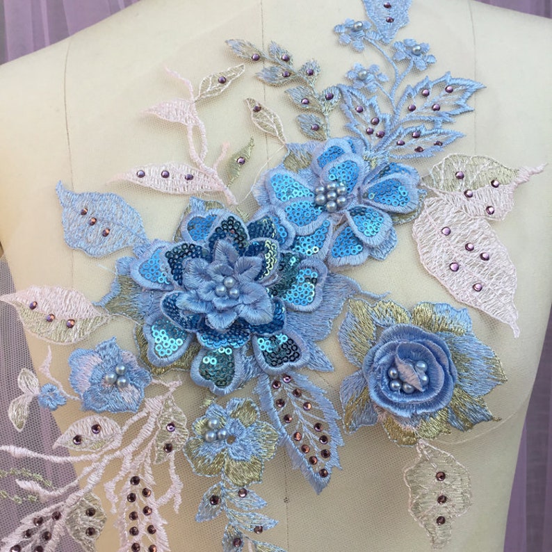 Ivory White 3D Lace Applique Pastel 3d Flowers Beaded - Etsy