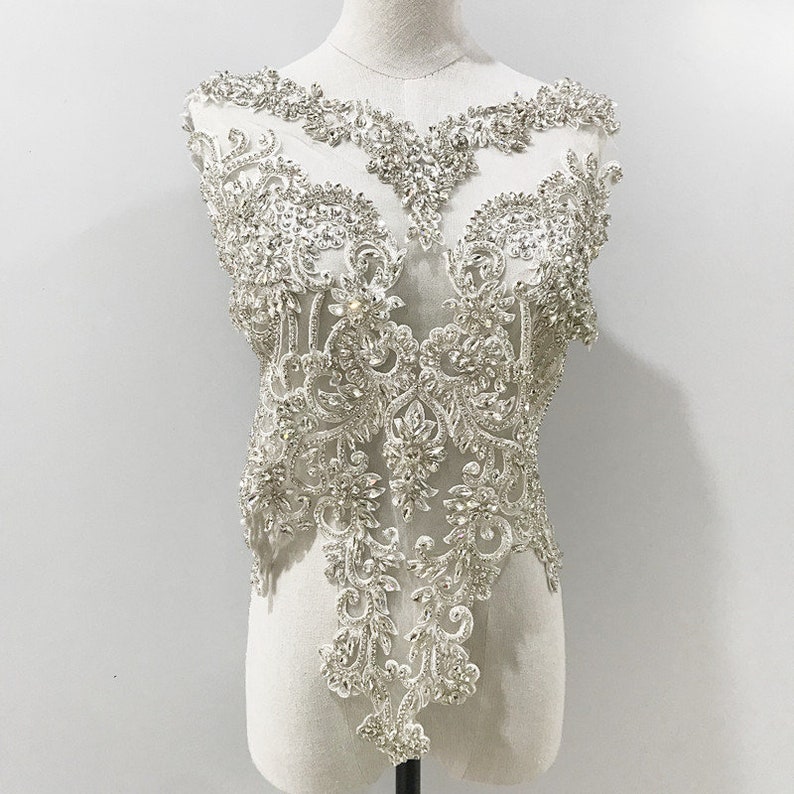 Turquoise Blue Large Bodice Rhinestone Applique Front Bodice - Etsy