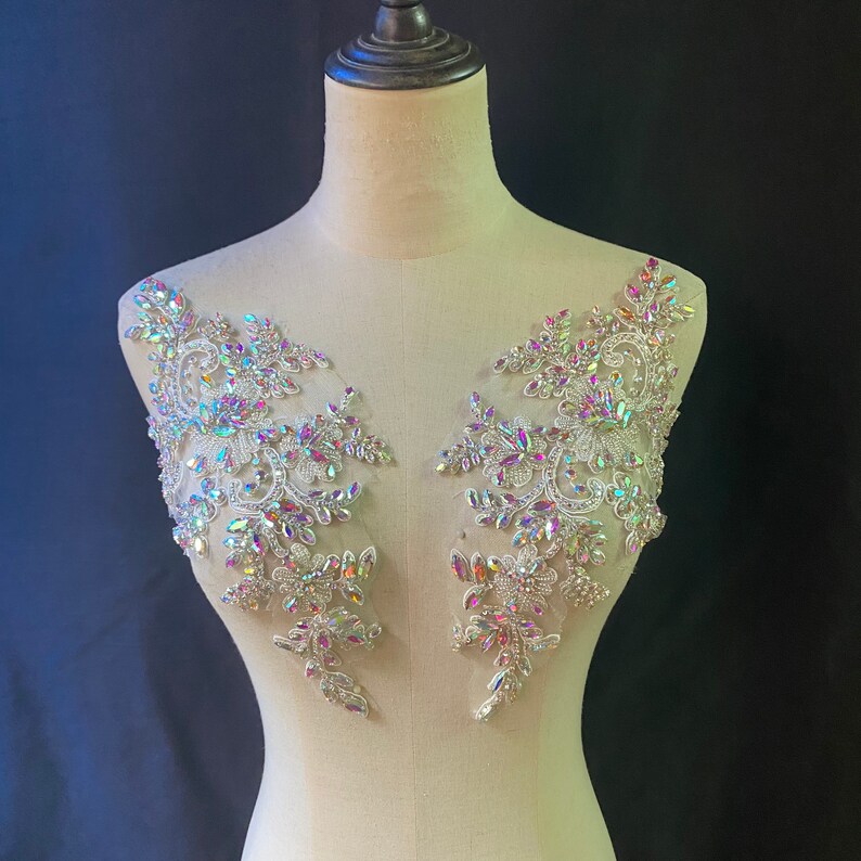 Royal Blue Rhinestone Applique Blue Encrusted Crystal Beaded - Etsy