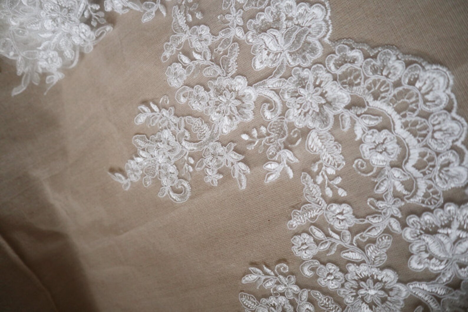 Delicate Ivory Lace Trim, White Alencon Cord Lace Trim Embroidery Lace ...