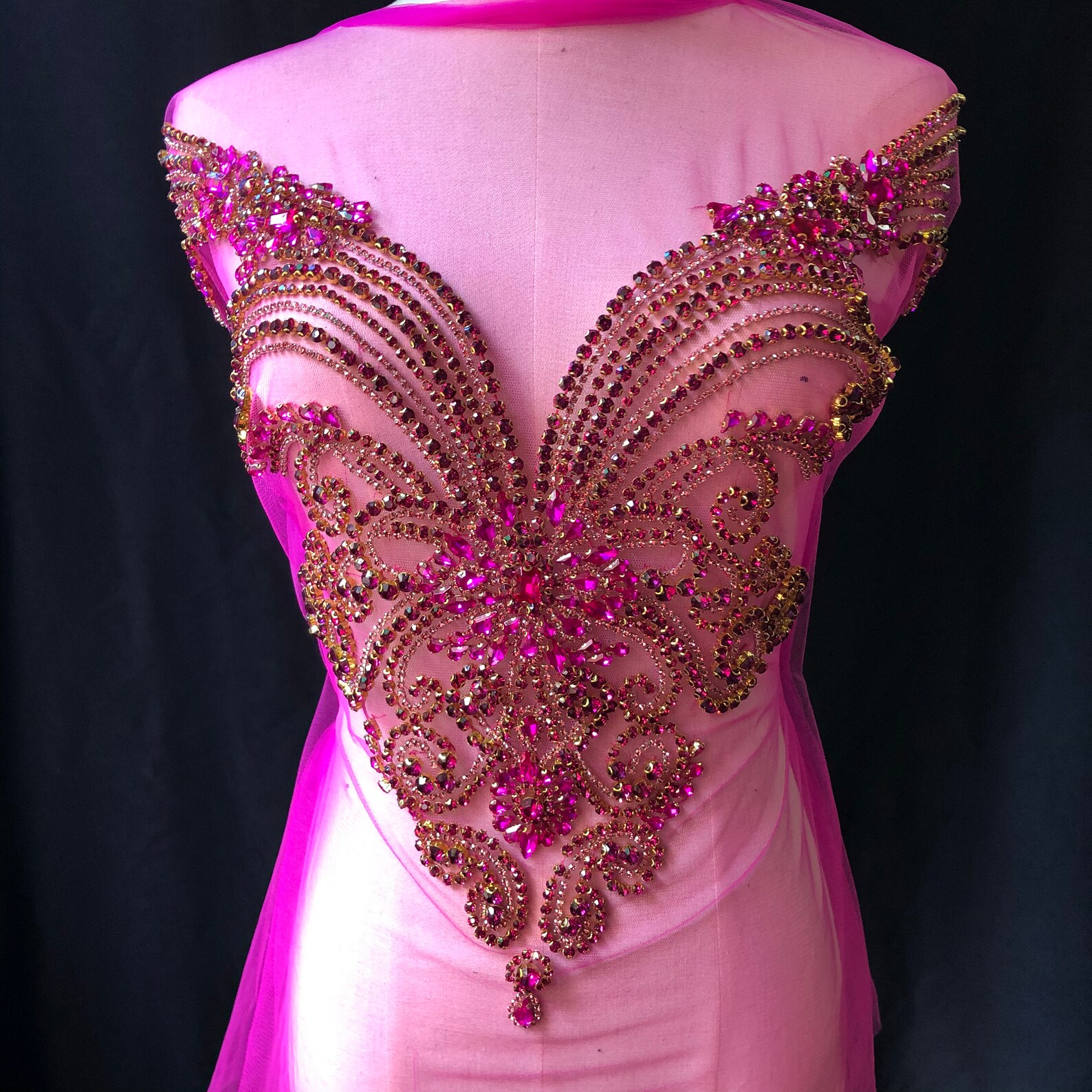 Green Bodice Rhinestone Applique V Collar Front Bodice - Etsy