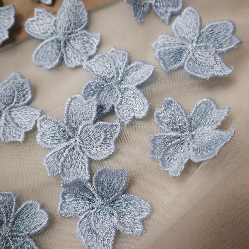 Light Blue Lace Flowers Applique Flower Petals 4.5cm | Etsy