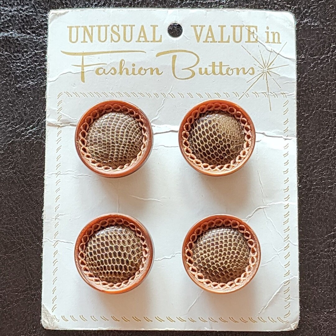 Vintage Unusual Value in Fashion Buttons New on Card Snake Skin Like ...