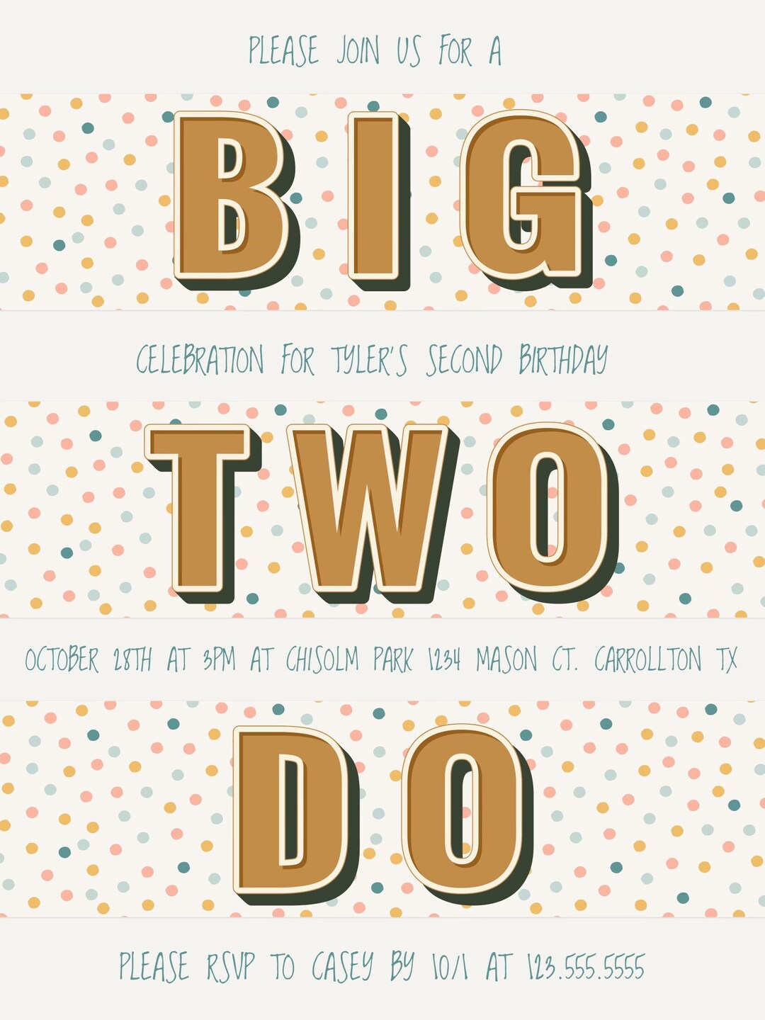 BIG TWO DO 2nd Birthday Party Invitation, Digital Invitation ...