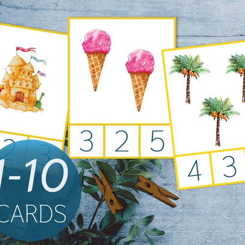 Weather Count and Clip Cards 1-10. Preschool Spring Printable. - Etsy