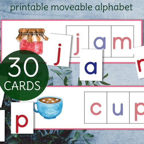 Montessori Printable Moveable Alphabet and CVC Word Matching - Etsy
