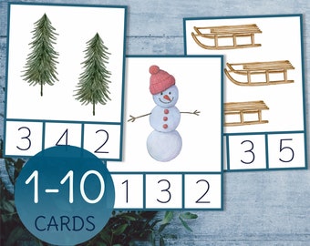 Montessori Printable Christmas Shadow Matching Cards. Winter | Etsy