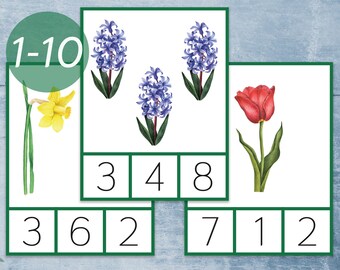 Trees Count and Clip Cards 1-10. Montessori Printable. | Etsy