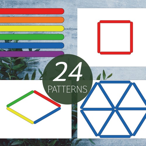 Craft Stick Patterns. Preschool Shape Matching Game. - Etsy