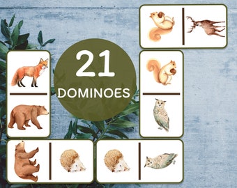 Woodland Animals Dominoes, a Printable Autumn Tile Game for Kids, a ...