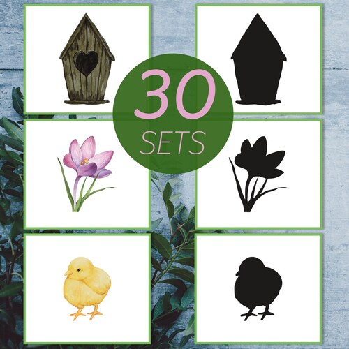 Spring Shadow Matching Cards. Montessori Printable. - Etsy
