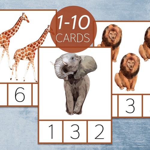 Penguins Count and Clip Cards Montessori Counting Numbers 1 - Etsy