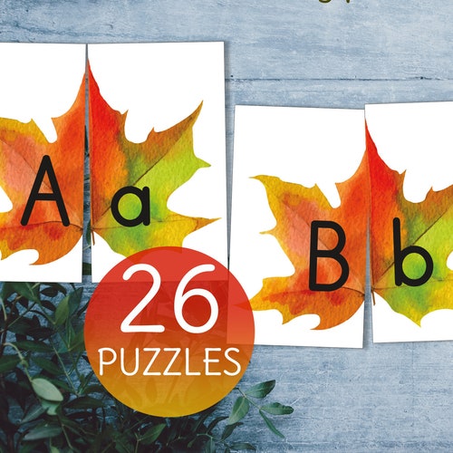 Fall Leaf Letter Matching Puzzles. Montessori Autumn Preschool - Etsy