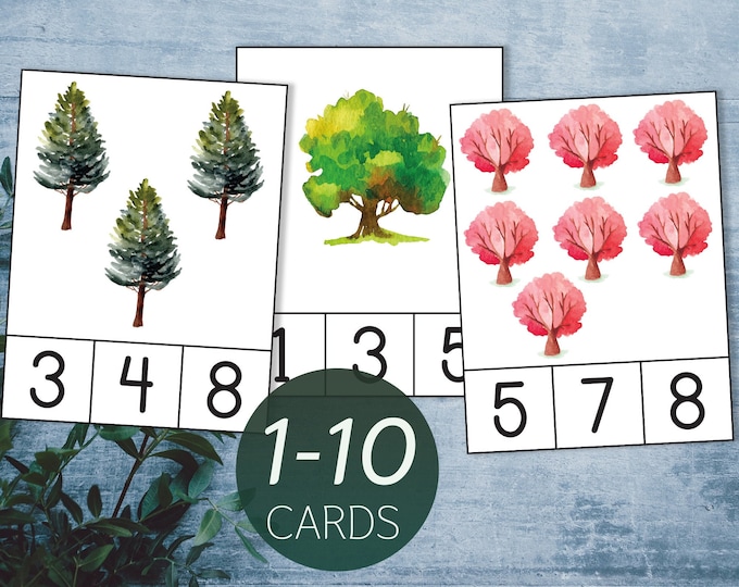 Earth Day Count and Clip Cards, Montesorri Counting 1-10, Homeschool ...
