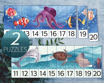 Ocean Animal Preschool Printable Number Sequence Puzzle 1-10. | Etsy