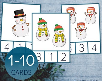 Winter Preschool Printable Count and Clip Cards. Christmas - Etsy