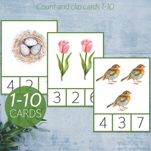 Spring Count and Clip Cards 1-10. Montessori Preschool Math Printable ...