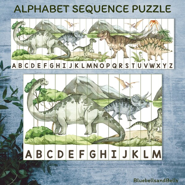 Alphabet Dinosaur Puzzle - Etsy