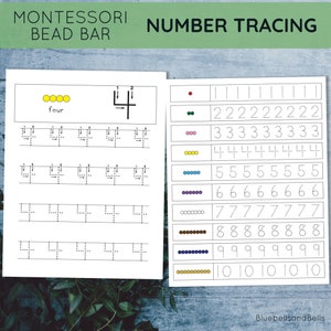 Montessori Bead Stair Number Tracing Worksheets. Kindergarten ...