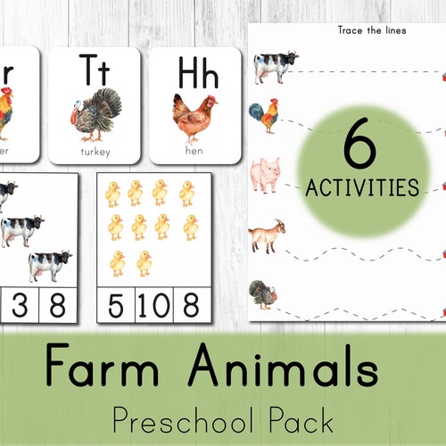 Farm Animals Preschool Printable. Montessori Preschool - Etsy