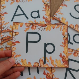 Fall Preschool Printable Letter Cards. Alphabet Classroom Decor for ...