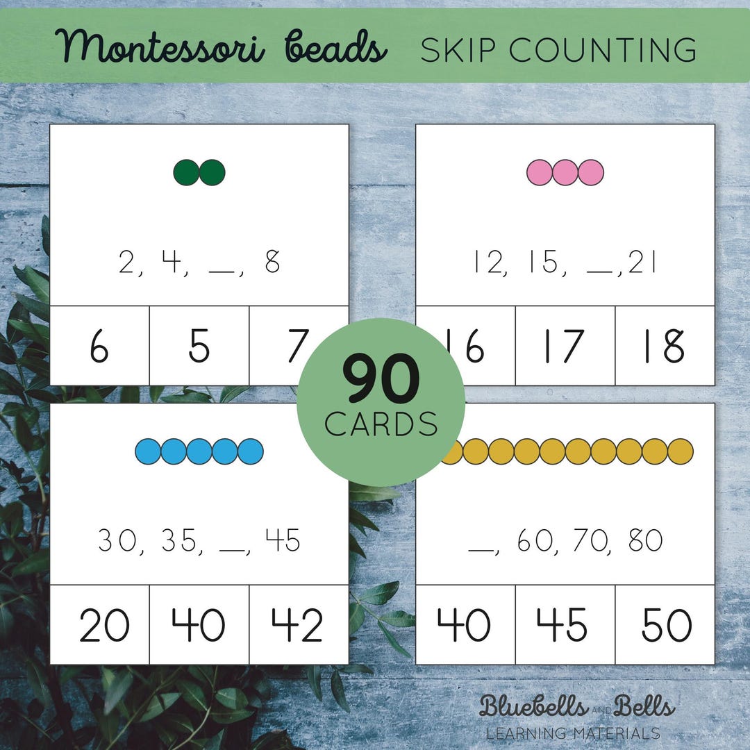 Montessori Bead Bar Skip Counting Clip Cards. Multiplication ...